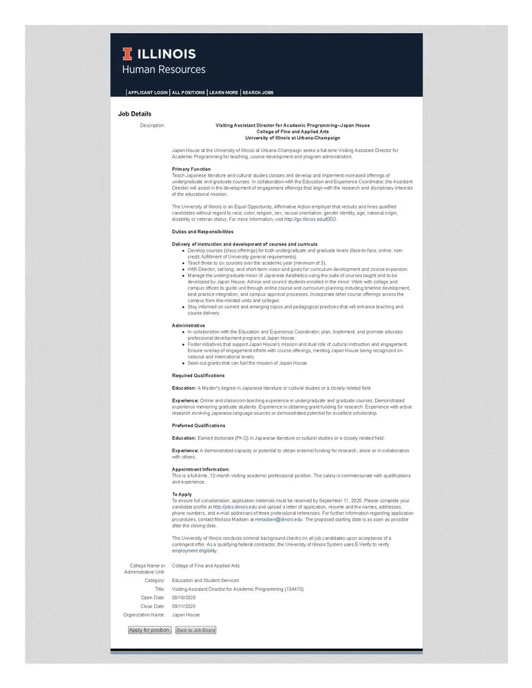 Japan House is seeking a Visiting Assistant Director for Academic ...